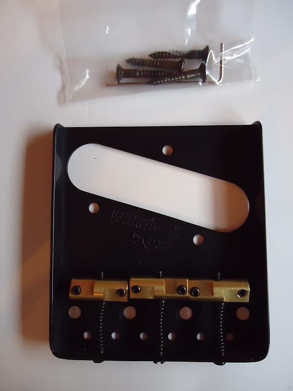 Black Telecaster Ashtray Bridge with WTB Compensated Brass | Reverb