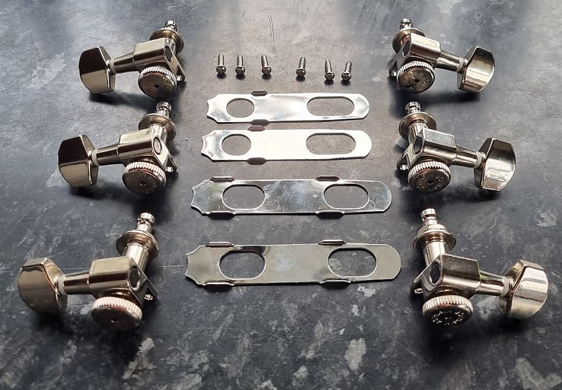 Hipshot Vintage Grip-Lock 3+3 Locking Tuners - Nickel | Reverb