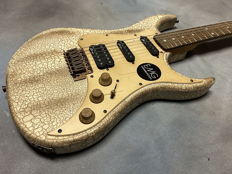 AXL Guitars Badwater HSS Distressed Crackle White Finish | Reverb