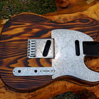 Custom telecaster hand-engraved floral relic aluminum | Reverb France