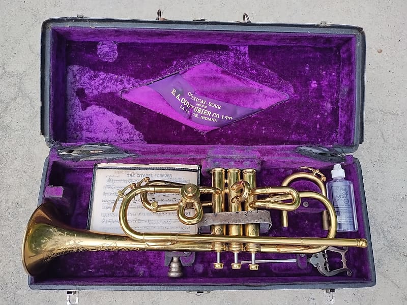 Vintage 1918 Couturier Coronet - Brass Finish - Original Case | Reverb
