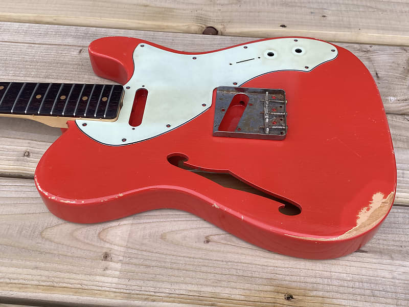 Golden Era Aged Guitars Thinline Telecaster Fiesta Red Body & | Reverb