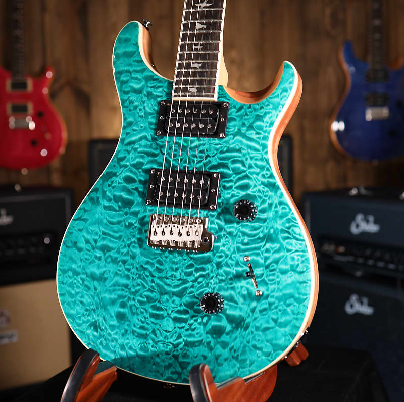 PRS SE Custom 24 Quilt - Turquoise Quilted Maple 6155 | Reverb