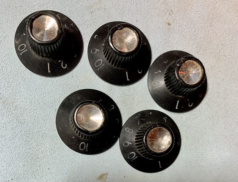 (5) Fender Skirted Black Amplifier Knobs 1970s Inset Screw at | Reverb