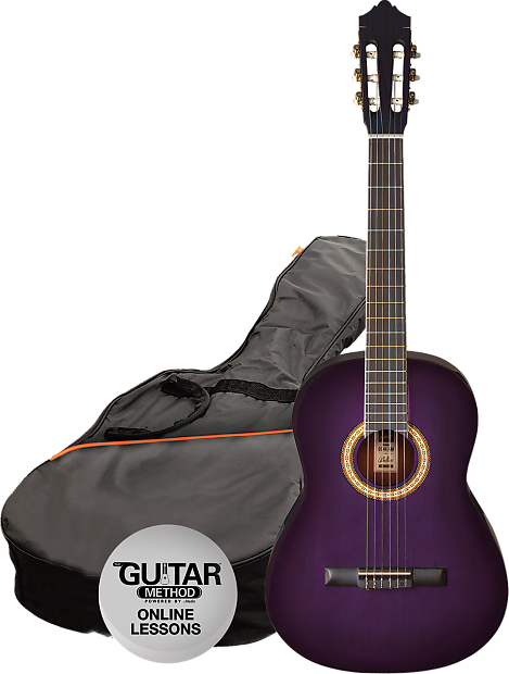 Ashton CG44TP Full Size Classical Guitar Starter Pack Purple | Reverb