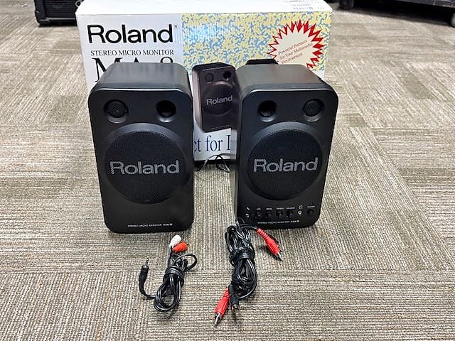 Boss MA-8BK Stereo Micro Monitors, Black, w/ Adapter Cables, | Reverb