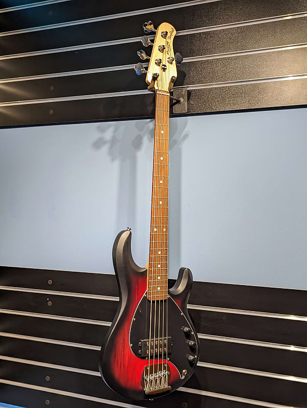 Sterling by Music Man RAY5 Ruby Red Burst Satin 5-String Bass | Reverb