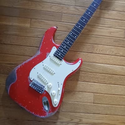 KGD Relic strat - Bright red relic | Reverb