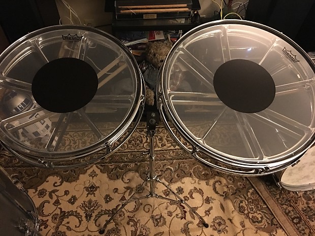 Remo Roto Toms Rototoms 16 & 18 w/stand 1980's Chrome | Reverb