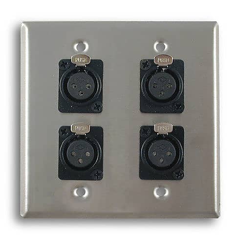 Dual Gang Stainless Steel Wall Plates with Four XLR Female | Reverb