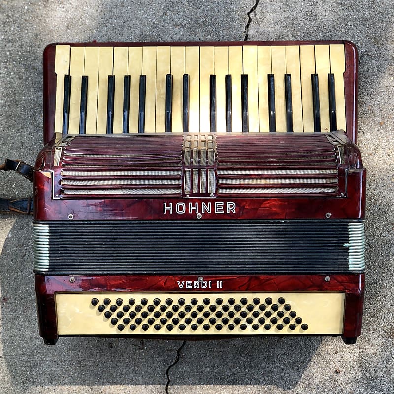 Hohner Verdi II Accordion 1940s Dark Red Pearloid | Reverb
