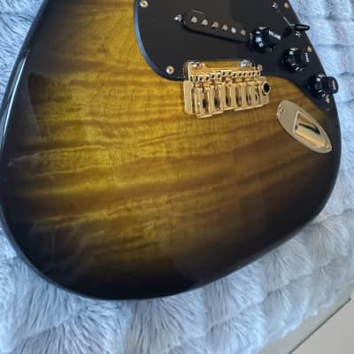 Warmoth LOADED BODY- Flame Top Body w/ Wilkinson Gold Bridge | Reverb