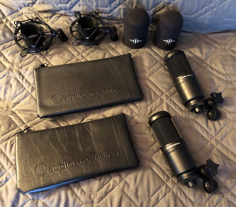 Pair of Audio-Technica AT2020 Cardioid Condenser Mics with | Reverb