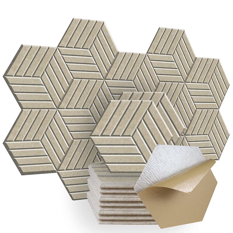 12 Pieces Hexagon Sound Absorbing Panels Self-Adhesive, 14" X | Reverb