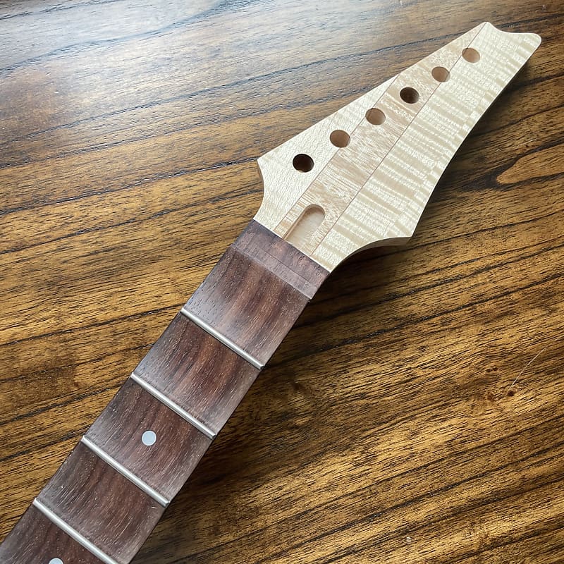 Handmade rg style scalloped guitar neck flame maple neck SS | Reverb