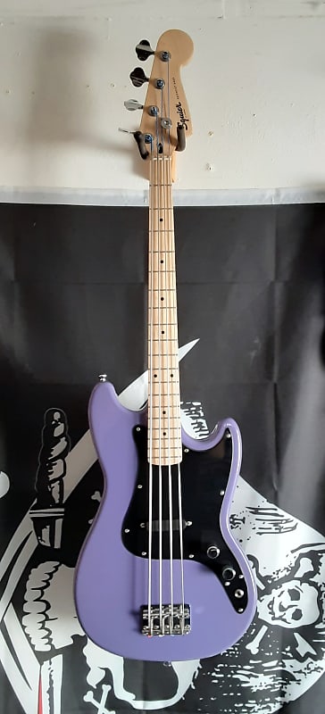 Squier Bronco Sonic Bass Ultra Violet w/Flat Wounds & Gator | Reverb