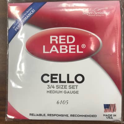 Super-Sensitive 6105 Red Label Cello String Set - 3/4 Size | Reverb
