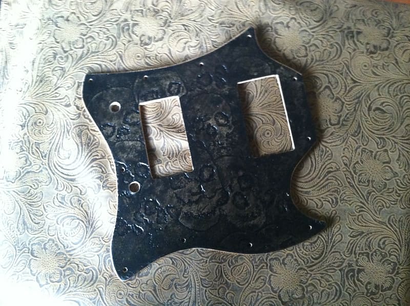 Custom Tooled Leather Sheridan Style Pickguard fits Gibson SG | Reverb
