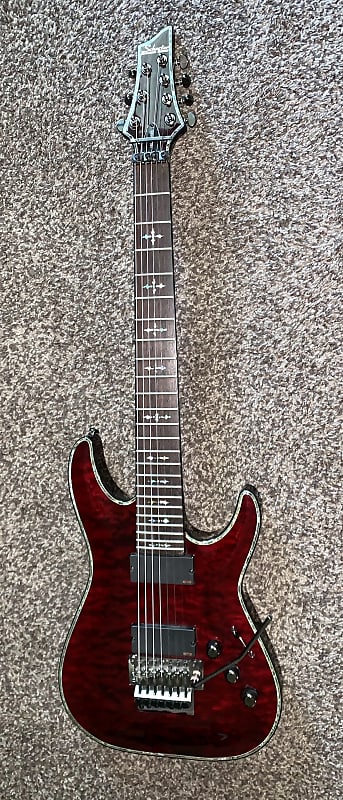 Schecter Seven string Hellraiser electric guitar Floyd rose | Reverb