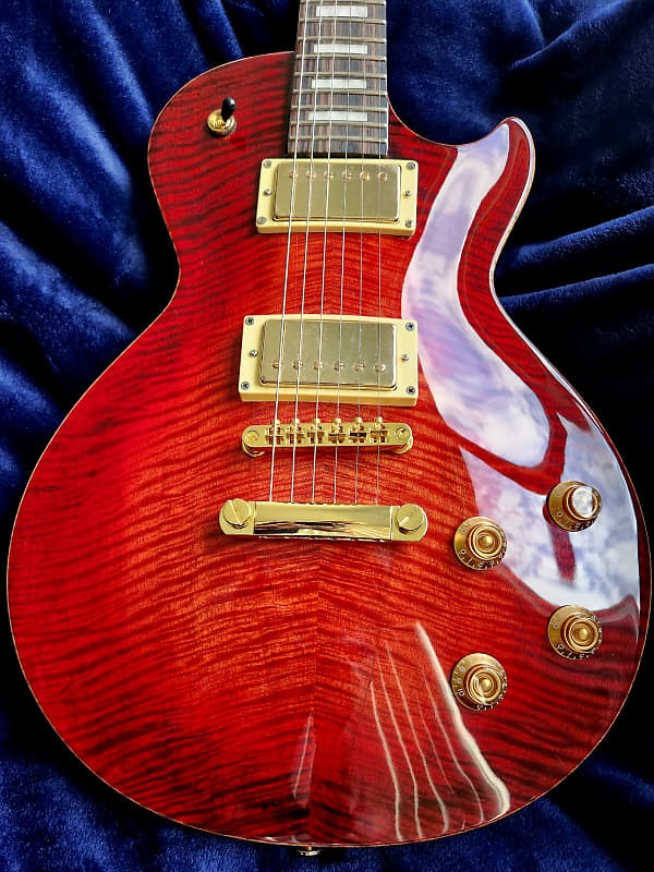SJ Custom Guitars Les Paul , Dragon Eye Red,Flame Mango Top, | Reverb