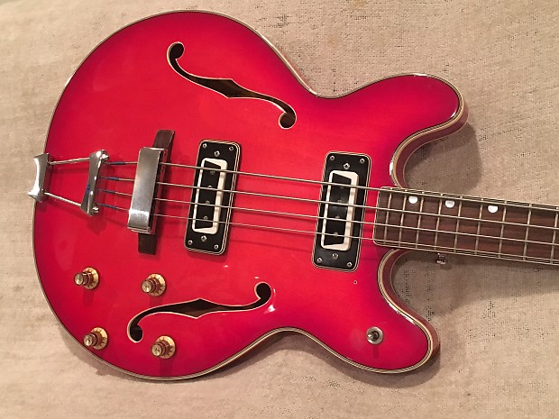 Lyle 1220 Hollowbody Electric Bass 1960's Cherry Red MIJ | Reverb