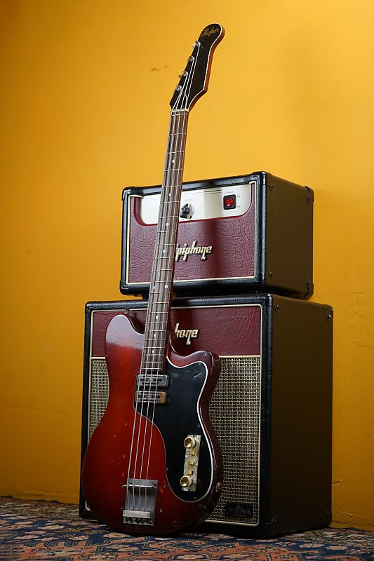 1960 Hofner 182 Solid Bass Cherry Glow Reverb
