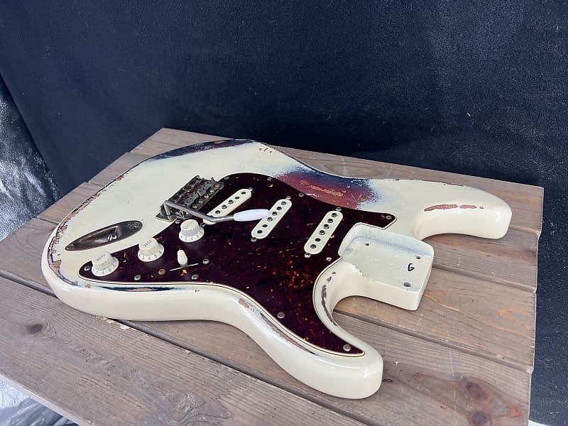 Real Life Relics Strat Body Loaded - Vintage White Over | Reverb