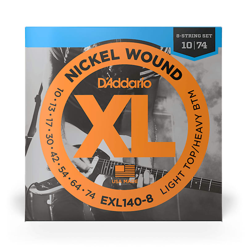 D'Addario EXL140-8 8 String Set Nickel Wound Light Top / | Reverb