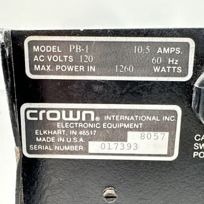 Crown PB-1 Power Base-1 Power Amplifier | Reverb