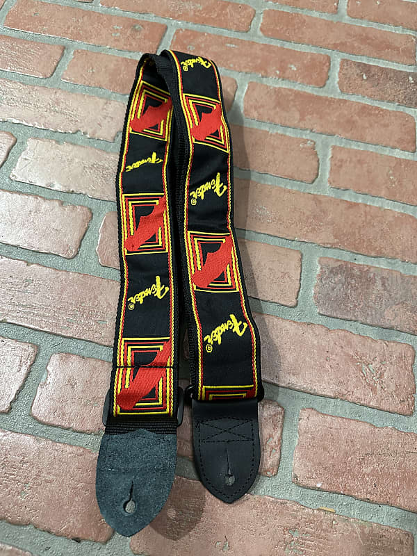 Fender Monogram Strap Black/Red | Reverb