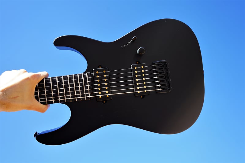 ESP LTD SIGNATURE SERIES AW-7 Open Grain Black Satin 7-String | Reverb