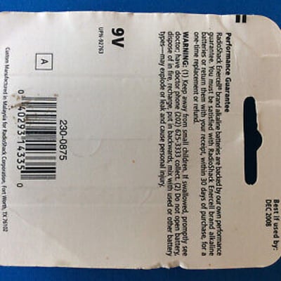 Vintage Radio Shack 9 Volt Battery | Reverb