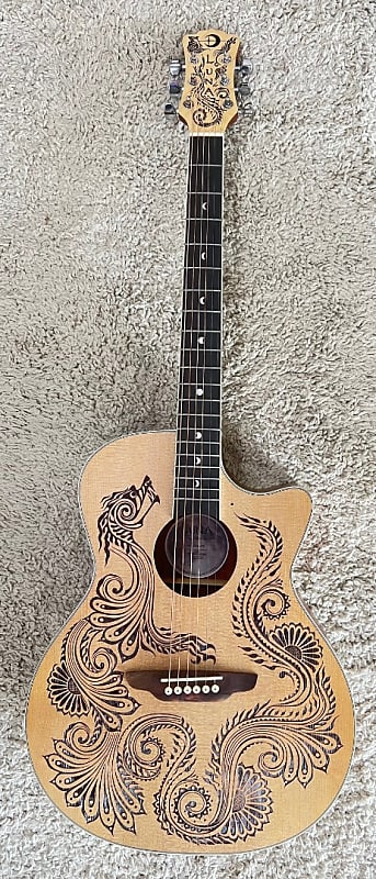 Luna HEN DRA SPR Henna Dragon Spruce &Mahogany Acoustic | Reverb
