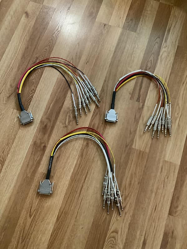 Tascam/Avid DB25 to 1/4" TRS D-Sub Snake Cable - 2ft (X3) | Reverb