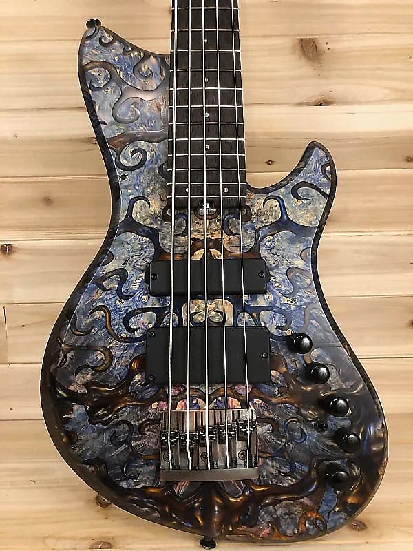 Alpher Mako Elite 5 String Bass 33" - Crazy Buckeye Burl & | Reverb