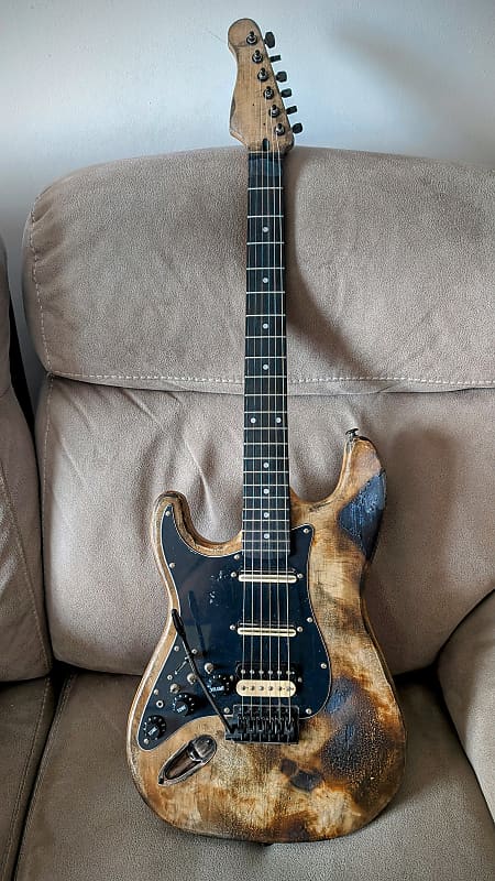 Partscaster Left Handed Strat Copy - Fired / Relic | Reverb