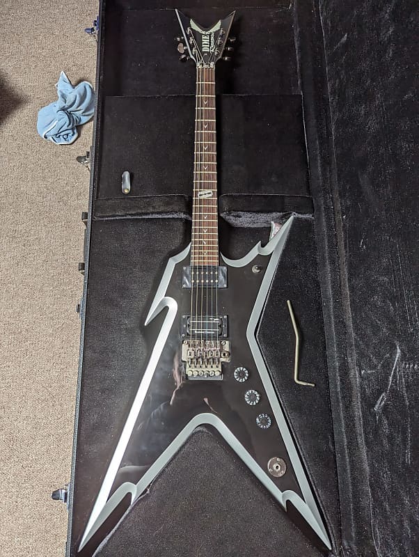 Dean Dimebag Razorback Two Tone - Black & Silver | Reverb