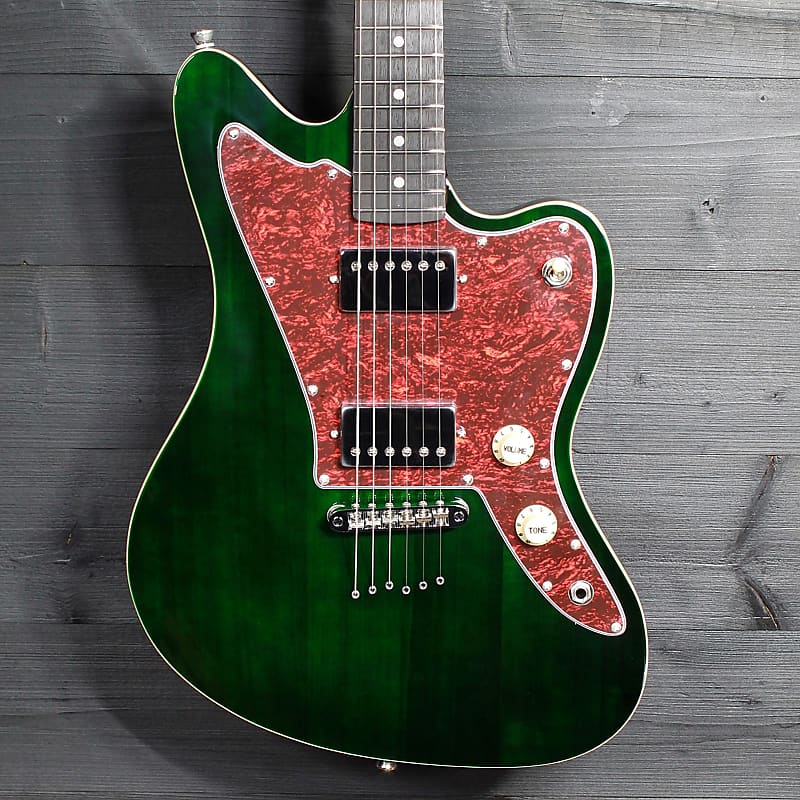 Jet JJ350 GR-R - Transparent Green J-Style Electric Guitar w/ | Reverb