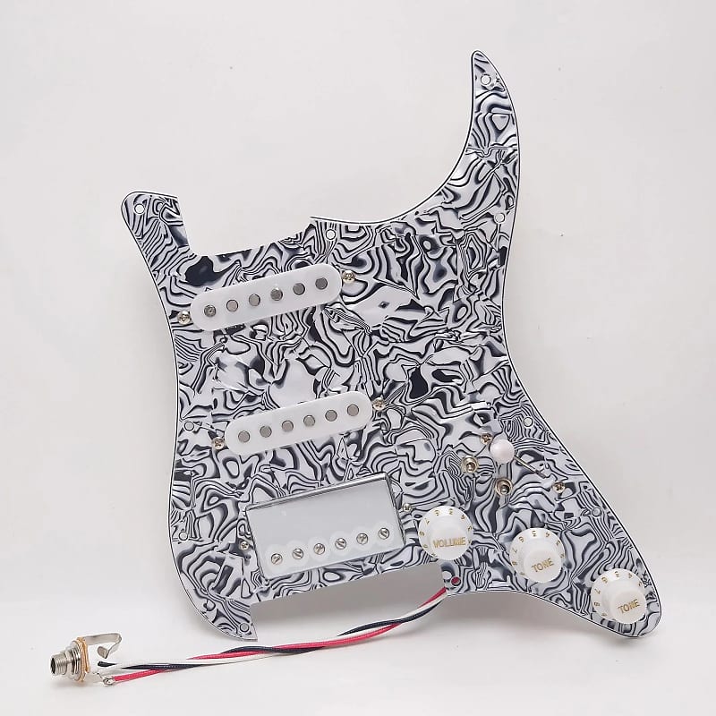 White Black Zebra Guitar HSS Strat Style Loaded Prewired | Reverb