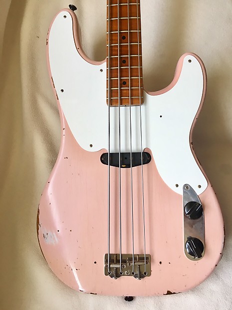 Fender custom shop 55 P bass 2017 Shell pink Roasted Heavy | Reverb