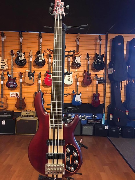 Cort A5 Plus FMMH Open Pore Black Cherry 5-String Bass | Reverb