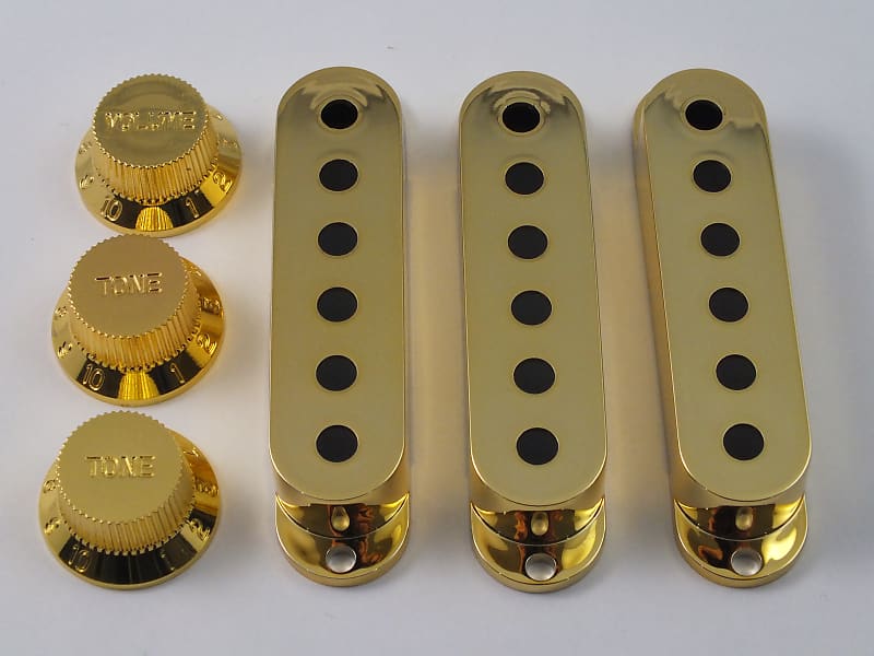 GOLD PICKUP COVERS, KNOBS 24 spline for USA Fender | Reverb UK