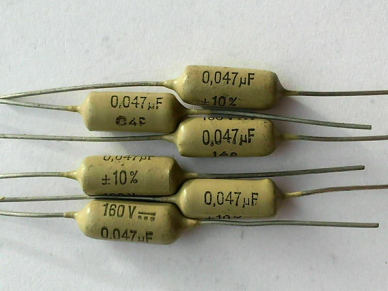 8x NOS 0.047uF/160V/10% PHILIPS Mullard Mustard capacitors | Reverb