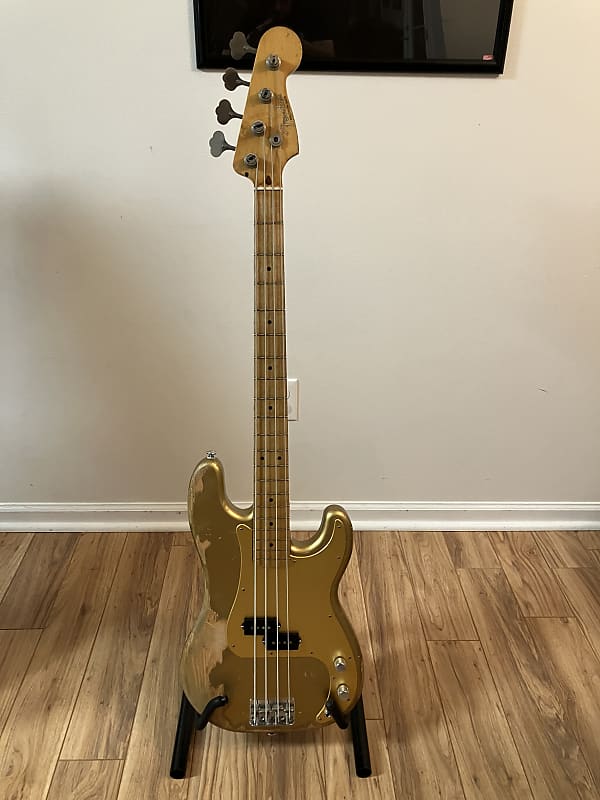 MJT p bass body Fender Precision Bass Road Worn neck - Gold | Reverb