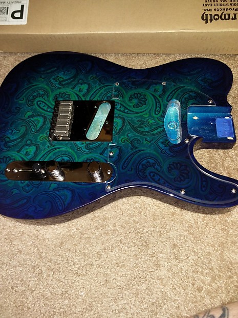 Telecaster Blue Paisley body, beautiful! With Fender parts | Reverb
