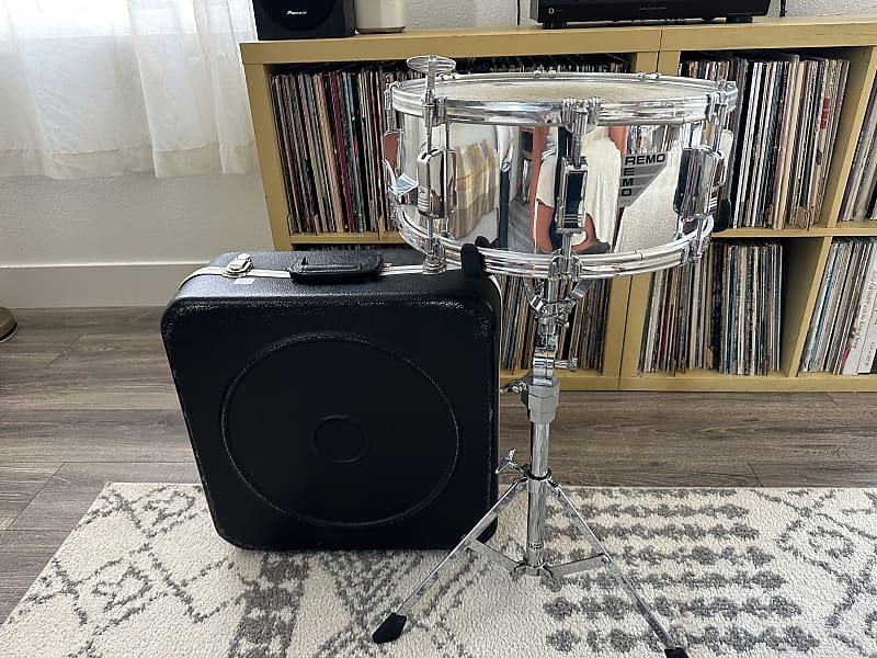 Remo PTS Quadura 5.5x14” snare kit with original stand, case, | Reverb