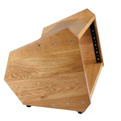 Chunky desktop rack solid Oak wood trapeze 19" 2U size. | Reverb