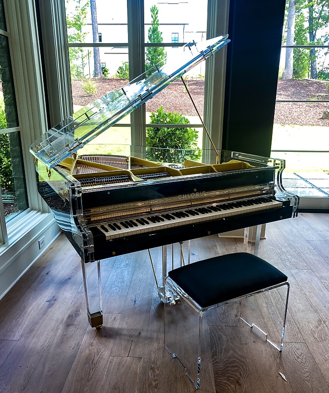 Transparent acrylic Crystal Grand Piano beautiful black | Reverb