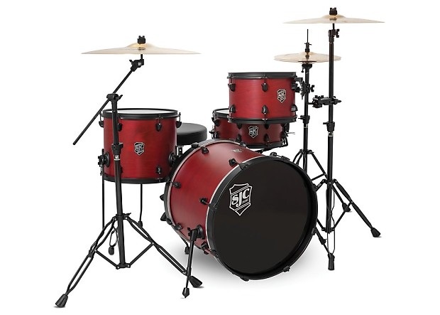 SJC Pathfinder Series 4 Piece Drum Kit in Satin Red | Reverb