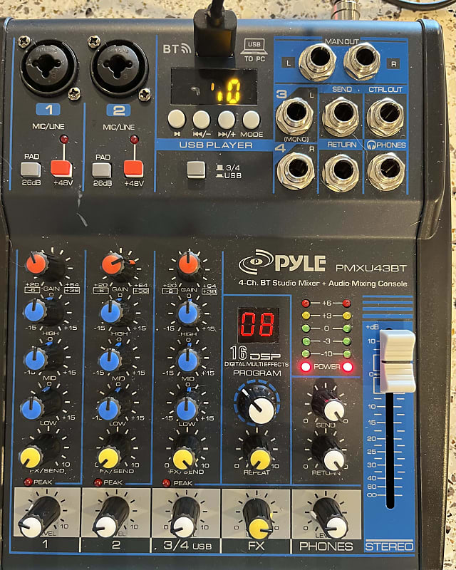 Pyle PMXU43BT: Professional Audio Mixer Sound Board Console | Reverb